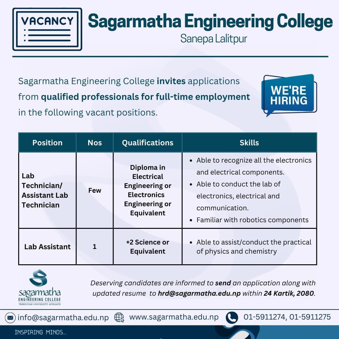 Careers @ SEC – Sagarmatha Engineering College